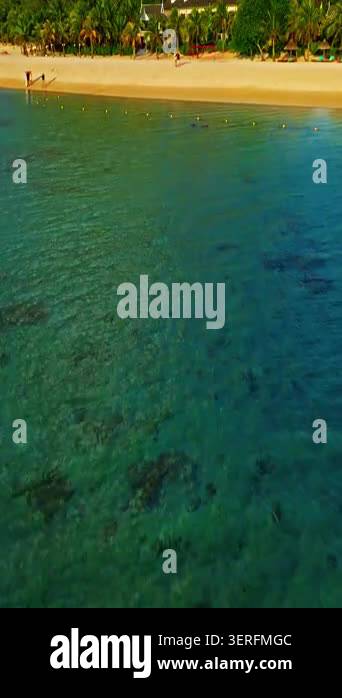 Aerial view of Le Morne Peninsula, Le Morne Brabant Mountain. Sea ...