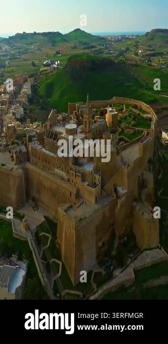 Aerial view of the Citadel of Victoria in Gozo island, Malta Stock ...