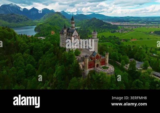 Aerial view of Neuschwanstein Castle in Bavaria Germany at summer Stock ...
