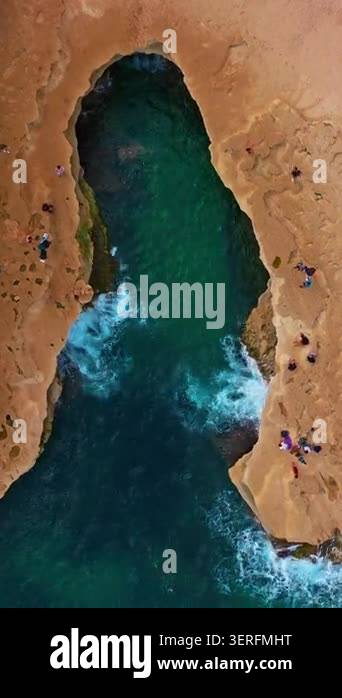 Aerial view St Peters Pool in Malta. A famous beach in Malta for ...