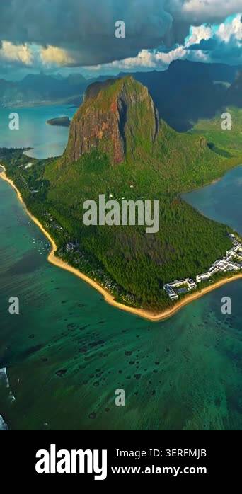 Aerial view of Underwater waterfall in a coral reef with turquoise ...