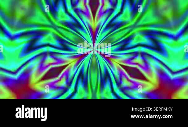 A glowing kaleidoscope of multicolored light rays against a dark ...