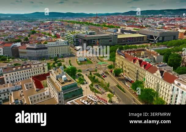 Aerial view of Vienna, Austria. City skyline aerial shot of cityscape ...