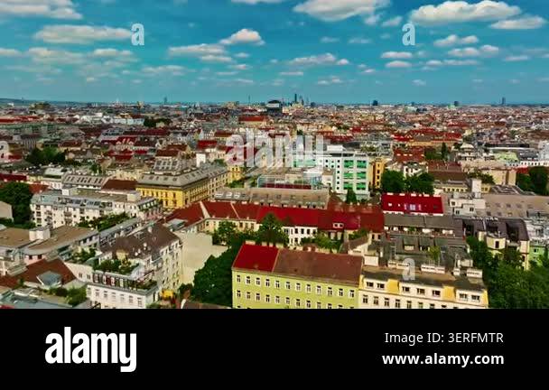 Aerial view of Vienna, Austria. City skyline aerial shot of cityscape ...
