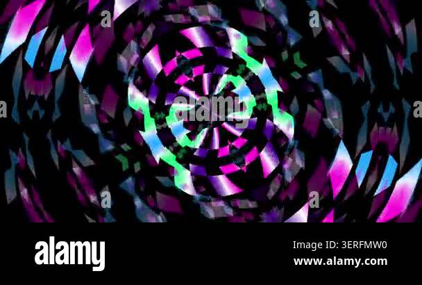 A glowing kaleidoscope of multicolored light rays against a dark ...
