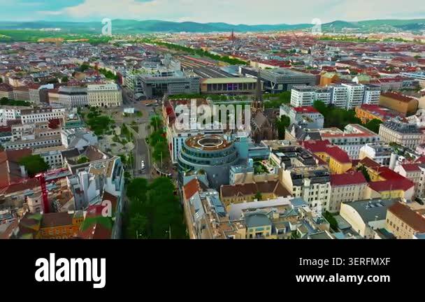 Vienna aerial view in Austria. One of the most famous capital cities of ...
