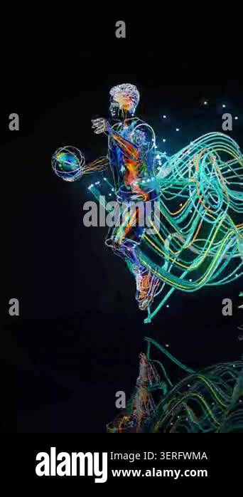 Vertical video showing basketball player performing a slam dunk with ...
