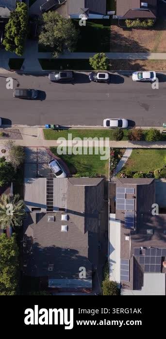 Top down pull down showing cars in the driveway in a Los Angeles ...