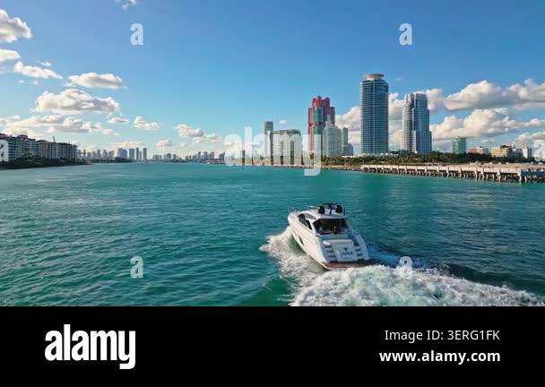 Miami coastline from drone. Miami city panorama with skyscrapers. Miami ...