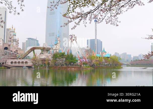 Seoul, South Korea - April 12, 2026: Spring landscape featuring cherry ...