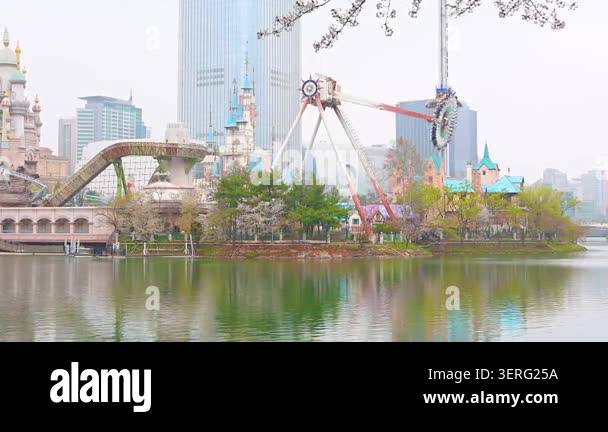 Seoul, South Korea - April 12, 2026: Famous amusement park attractions ...