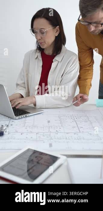 Architects team collaborating on new urban development project ...