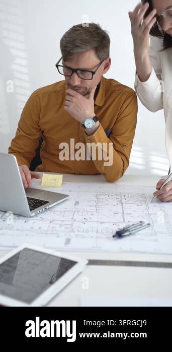 Architects team collaborating on new urban development project ...