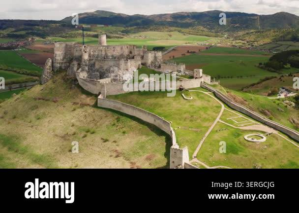 Aerial shot of Spis castle in Eastern Slovakia, ideal for travel with ...