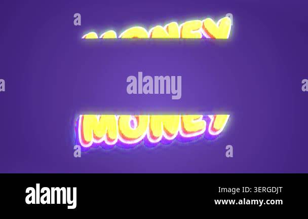 Motion animation text design. Bright 3d money back text on a purple ...