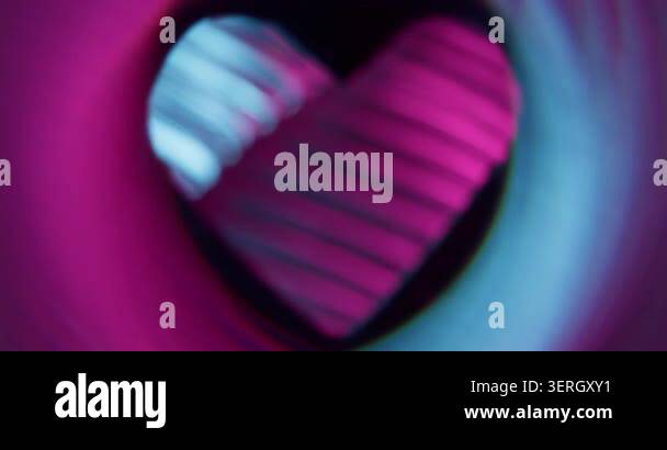 Heart frame round. Blur flare love. Defocused purple blue neon color ...