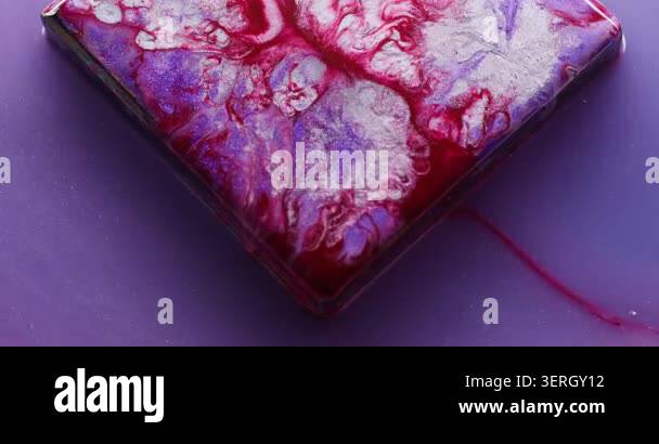 Splatter paint. Geometric abstract background. Defocused purple red ...