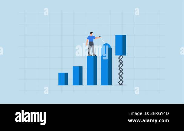 Growing business graph, 4k animation of Entrepreneur managing lever to ...