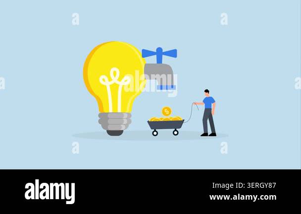 4k animation of Businessmen receive income from steady stream of money ...