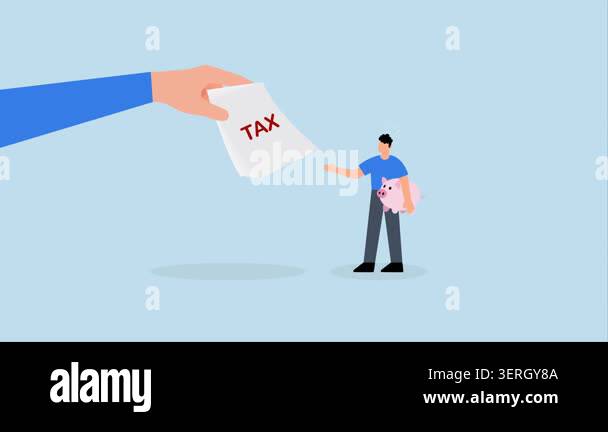 Tax burden or debt to pay for income tax, 4k animation of Businessman ...