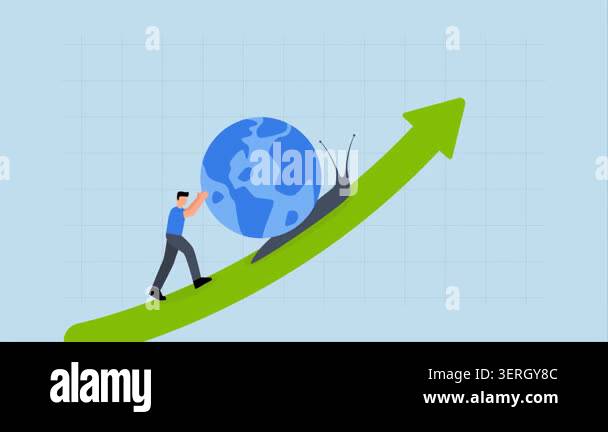 Global economic slowdown, 4k animation of businessman is using slow ...