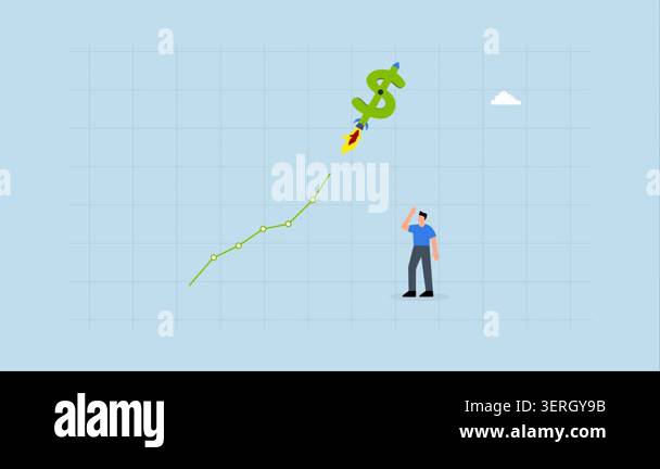 US Dollar value rising due to interest rate hike, 4k animation of ...