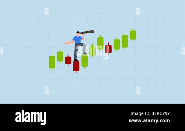 Investment forecast, 4k animation of Businessman investor observing ...