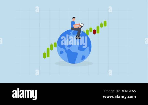 Global stock market, 4k animation of Intelligent business investor ...