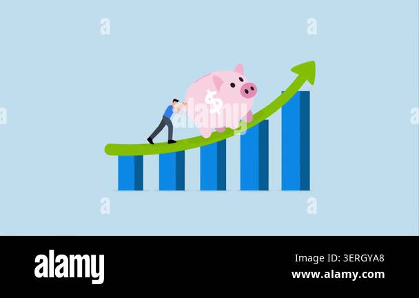 investment profit, 4k animation of Wealthy entrepreneur propels large ...
