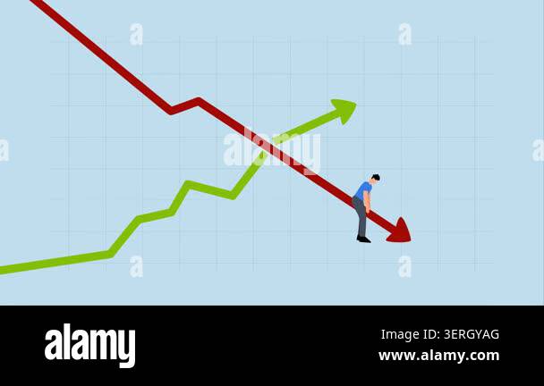 Stagflation, 4k animation of Anxious business owner plummeting on ...