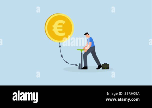 Inflation in Europe causing by energy shortage, 4k animation of ...