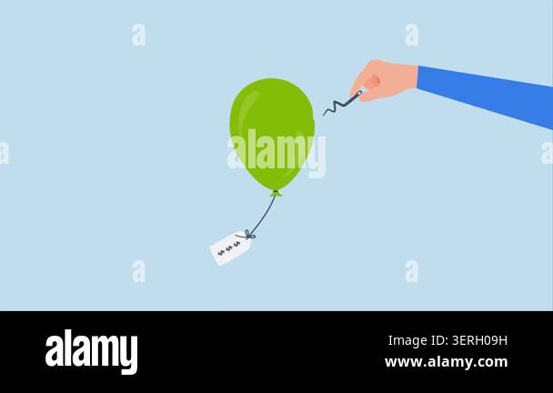 Reduce inflation by increase interest rate, 4k animation of ...