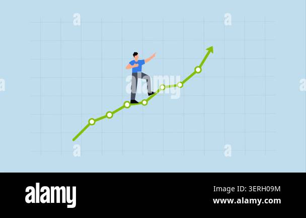 Profit growth, 4k animation of entrepreneur gesturing upwards with ...