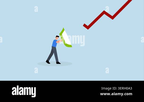 Fight with inflation or economic recession, 4k animation of Businessman ...