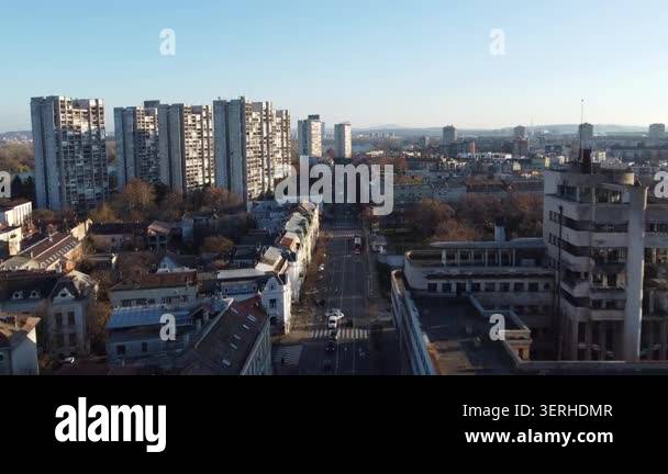 aerial view of city with residential buildings Stock Video Footage - Alamy