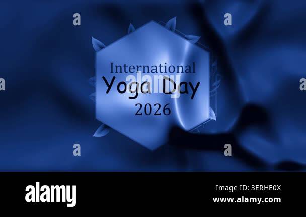 International Yoga Day 2026 Blue Floral Motion Background with Elegant ...