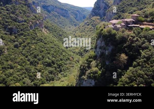 The historic Orthodox monastery stands isolated on a mountain cliff ...