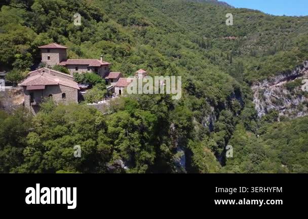 A historic Orthodox monastery with long tradition sits on the edge of a ...