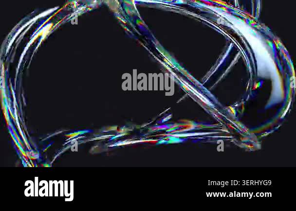 Transparent twisted glass torus with iridescent effect. Abstract ...