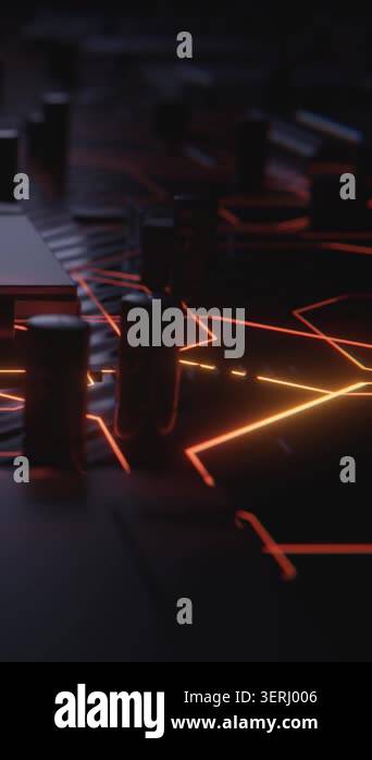 Cinematic fly-through over a modern computer motherboard with glowing ...