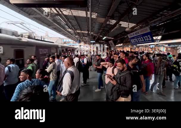 Mumbai, India - 03 June 2026 : Crowd of Indian commuters waiting for a ...