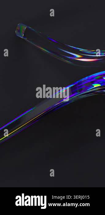 Abstract 3D glass wave emerging from a dark surface. Features elegant ...