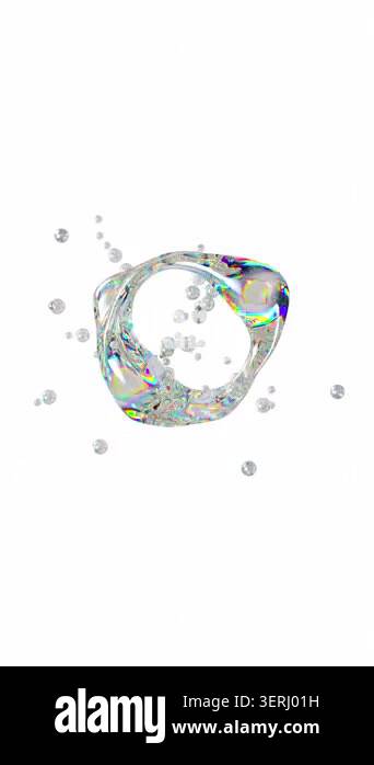 Transparent multicolored liquid waving surface with bubbles, iridescent ...
