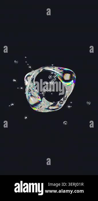 Transparent multicolored liquid waving surface with bubbles, iridescent ...