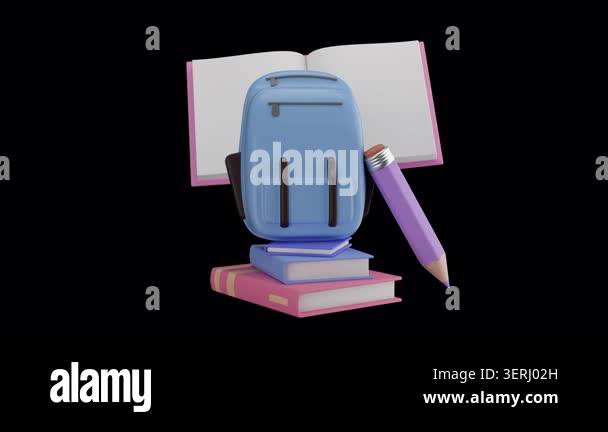 Colorful 3D render of a Back to School concept featuring floating ...