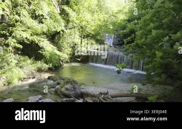 The Campagna River waterfalls, a town in the province of Salerno, Italy ...