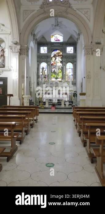 Melpignano, Italy, June 8, 2026. Interior of a medieval church in a ...