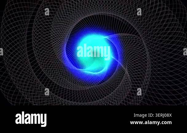 Fluorescent spiral in endless rotation. Beautiful holographic ...