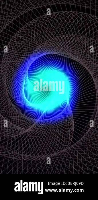 Fluorescent spiral in endless rotation. Beautiful holographic ...