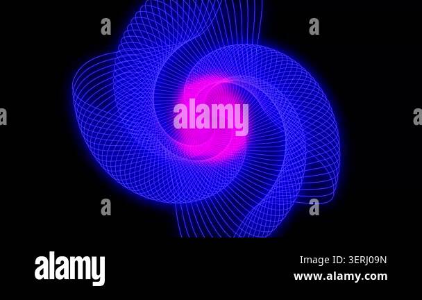 Fluorescent spiral in endless rotation. Beautiful holographic ...